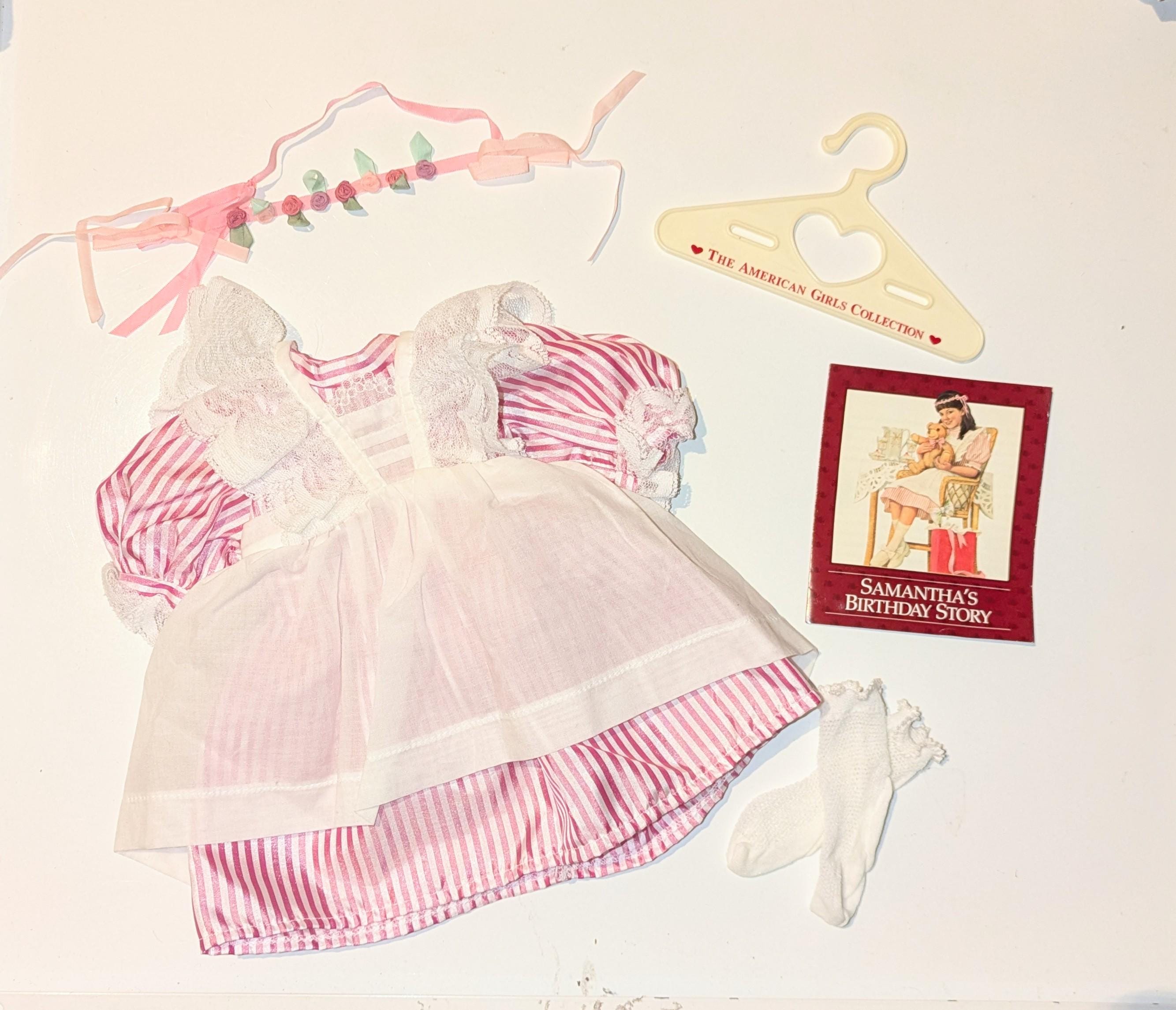 American Girl Retired Samantha Lacy Pinafore & Rose Bud Circlet Outfit ...