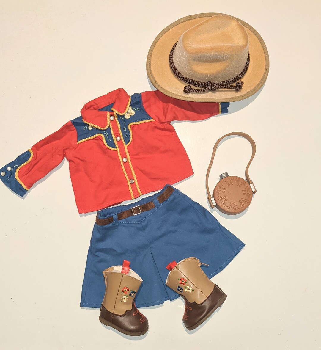 American Girl Molly Dude Ranch Outfit With Embroidered Boots & Canteen ...