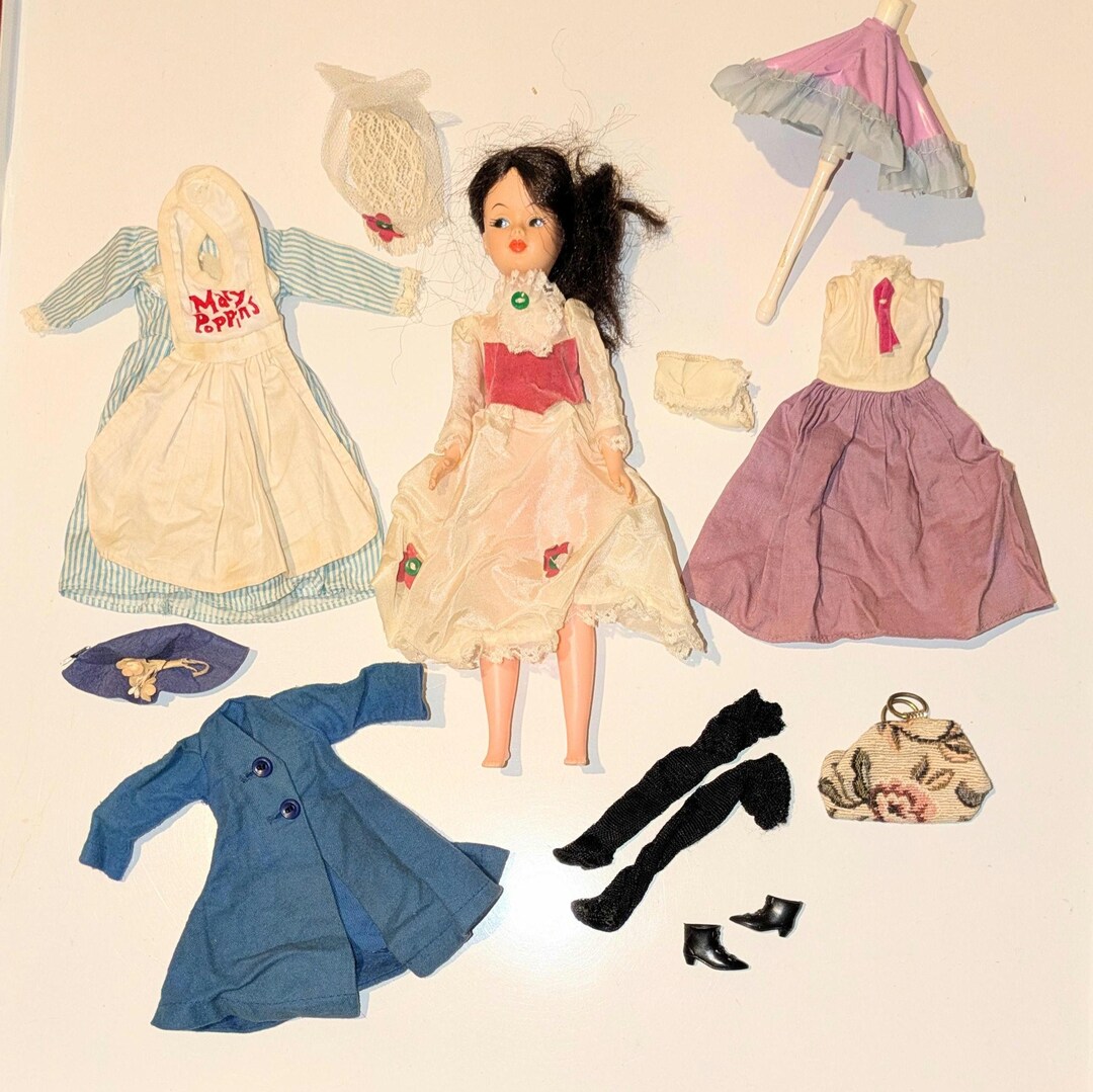 Mary Poppins Vintage Doll Set by Horsman Lot of 13 Pieces Plus Wooden ...