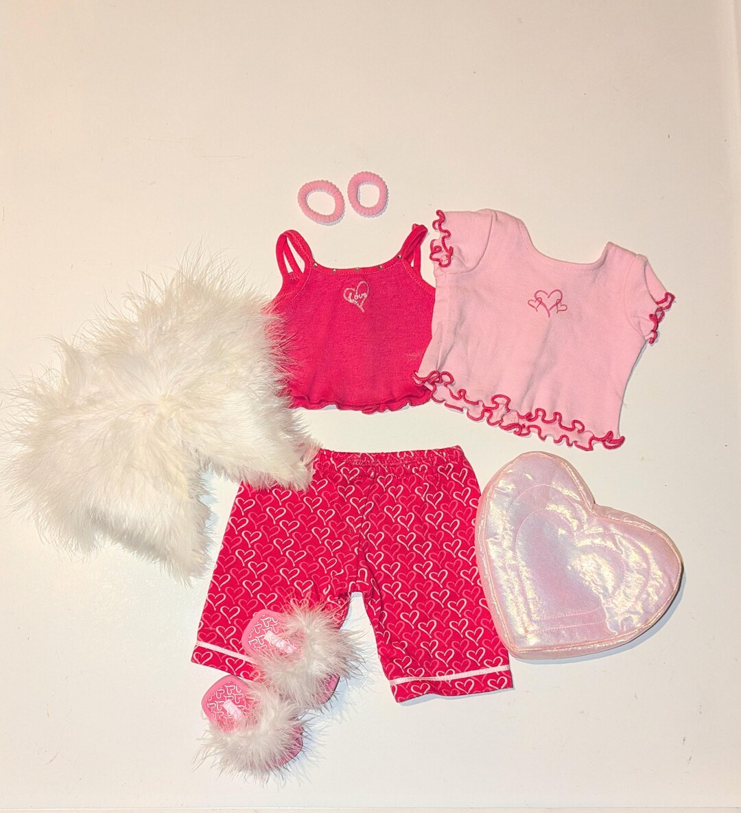 American Girl Vintage Retired RARE Heart-print Pjs & Backpack Pajamas ...