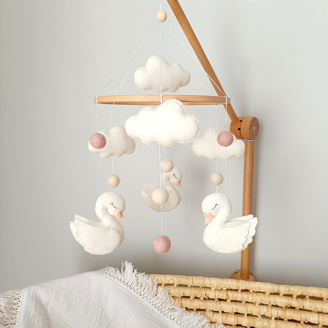 Swan Baby Mobile for Nursery, Baby Girl Mobile, Crib Mobile for Girl - Etsy