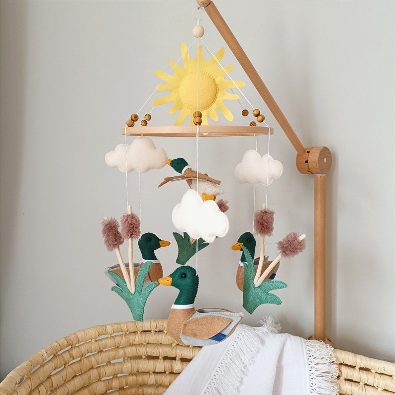 Felt Duck Baby Mobile, Neutral Nursery Decor - Etsy