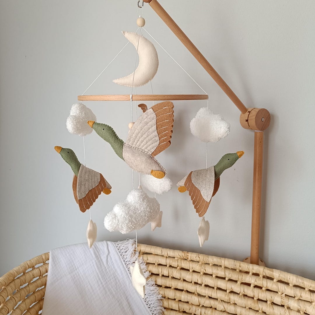 Baby Crib Mobile With Geese and Clouds, Baby Shower Gift, Duck Mobile ...