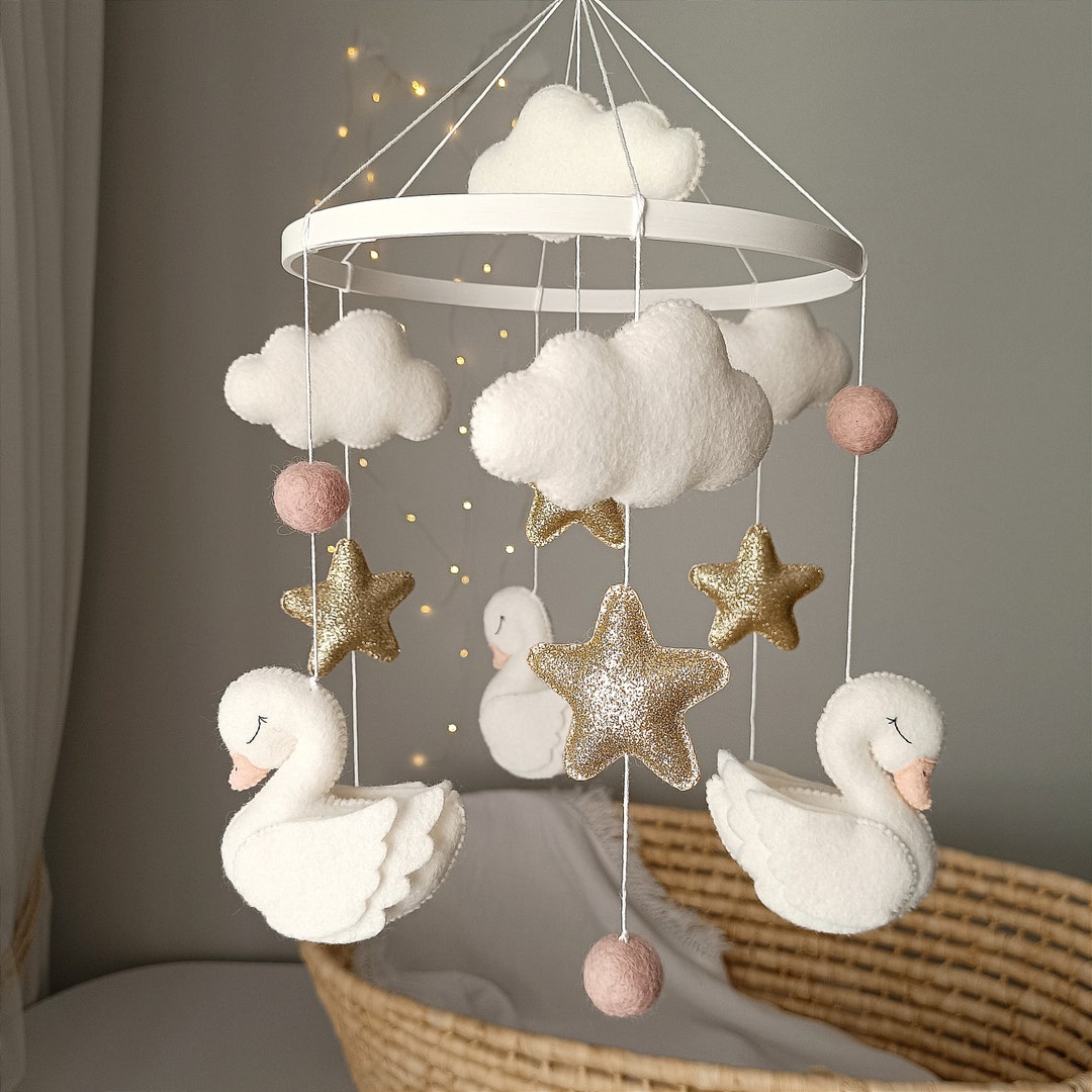 Swan Baby Girl Mobile for Nursery, Baby Girl Mobile, Crib Mobile for ...