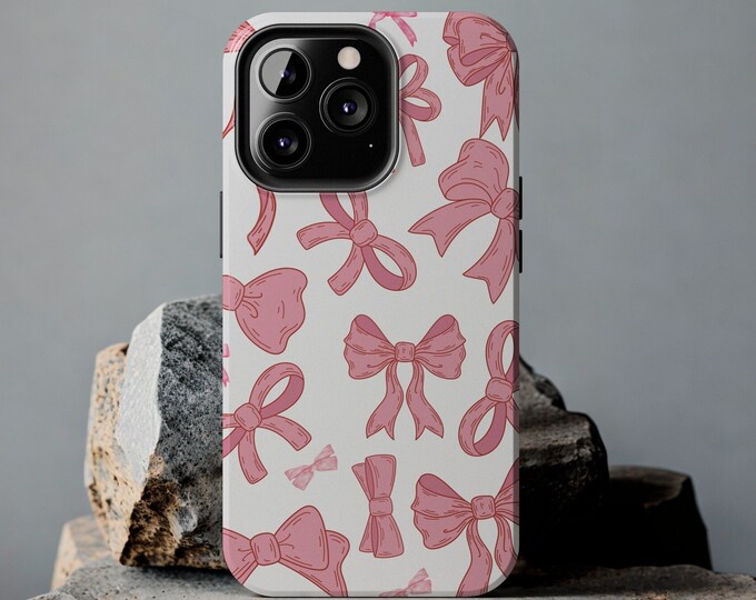 Pink Bows Coquette 2 Ball Collage iPhone 16 Pro Case, Y2K Samsung S24 ...