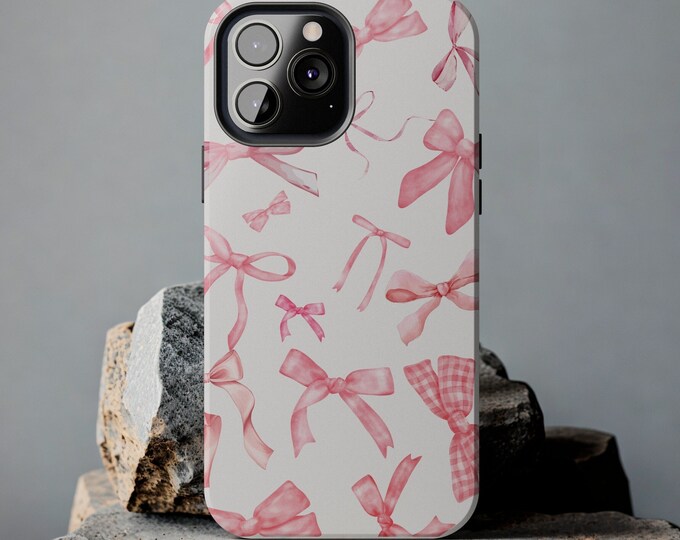 Pink Bows Coquette 2 Ball Collage iPhone 16 Pro Case, Y2K Samsung S24 ...