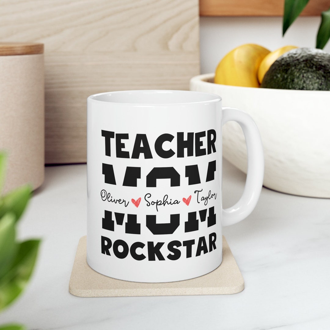 Custom Teacher Mom Mug, Teacher Mom Rockstar, Mother's Day Gift for ...