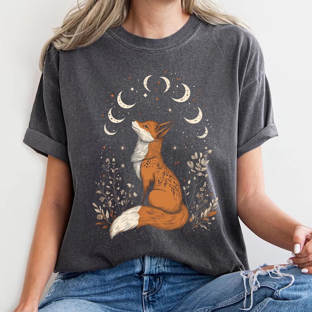 Fox and Moon Comfort Colors Shirt,medieval Marginalia Fox Shirt ...