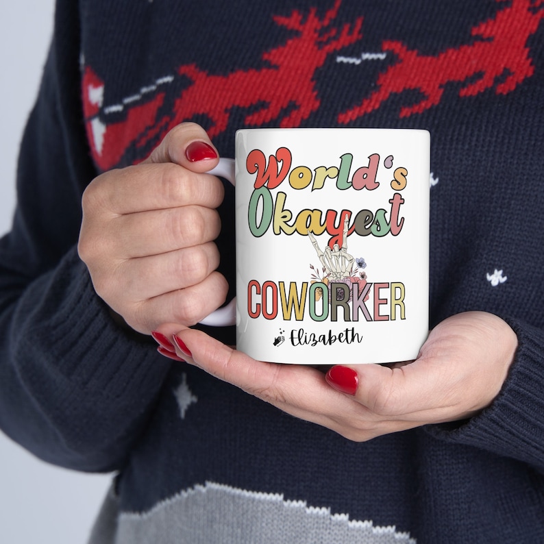 World's Okayest Coworker Mug, Floral Coworker Mug, Valentine Gifts for ...
