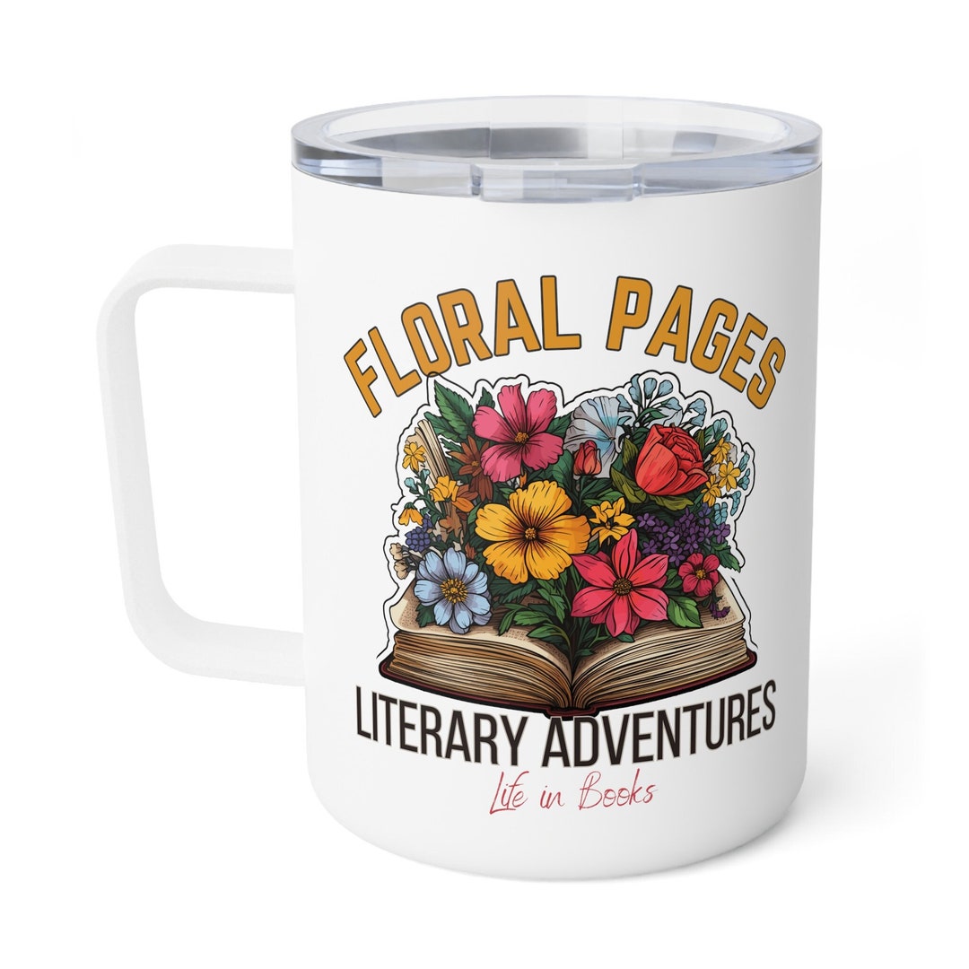 Reading Mug, Floral Bookelover Insulated Coffee Mug, Liberarian Gifts ...