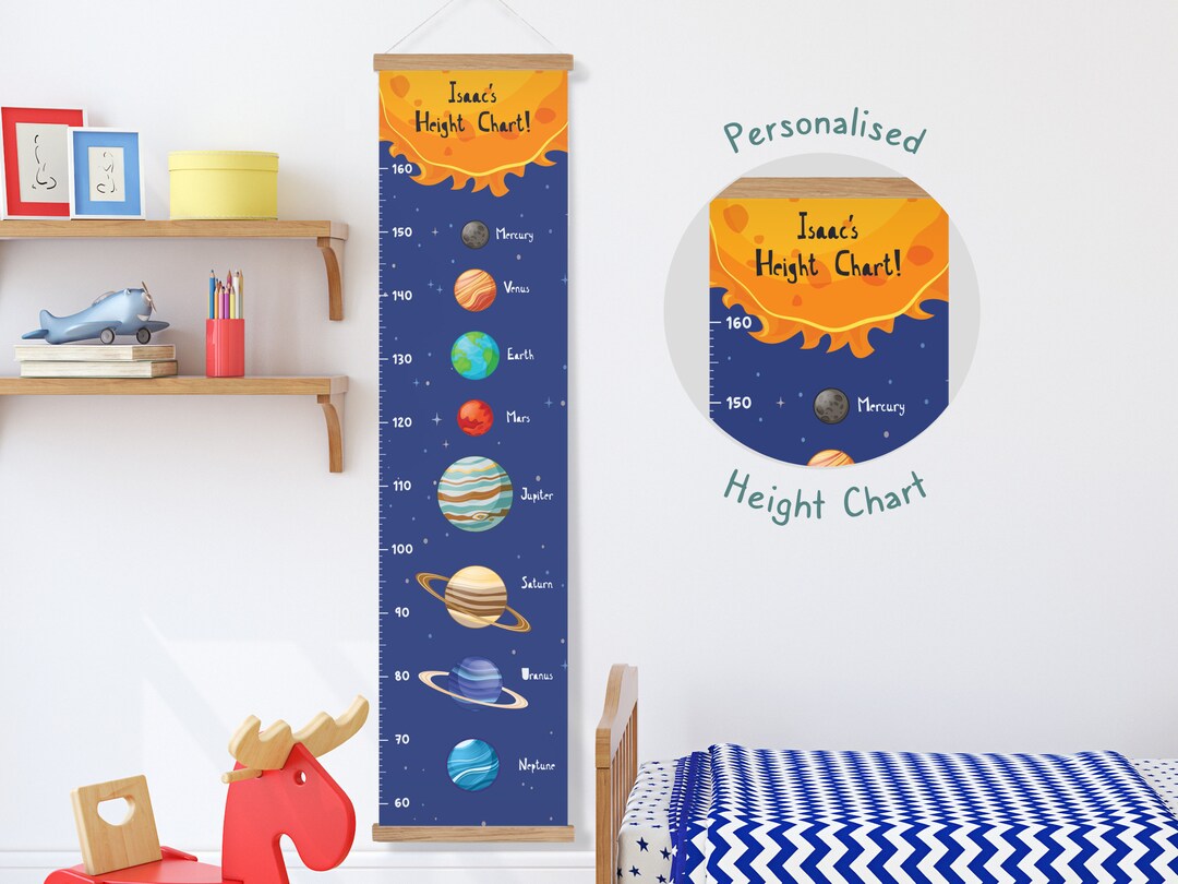 Personalised, Space-themed Height Chart for Kids, Planet Growth Chart ...