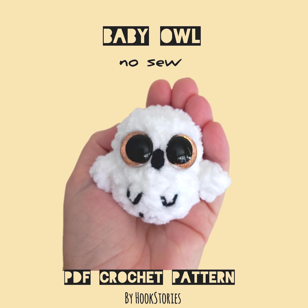 Baby Snowy Owl No Sew Crochet Pattern, Amigurumi Keychain (PDF Pattern ...