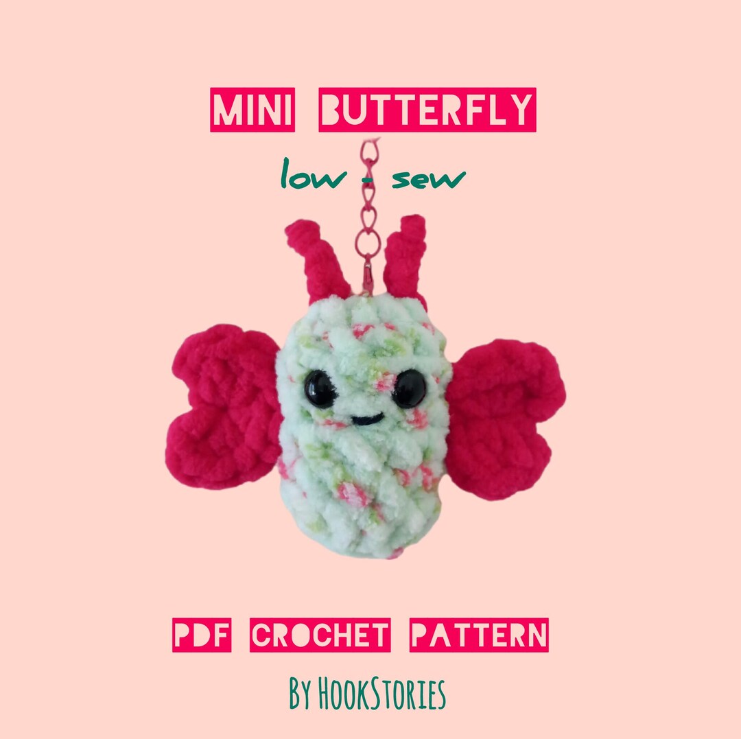Mini Butterfly Crochet Pattern, Low-sew Amigurumi Keychain (PDF Pattern ...