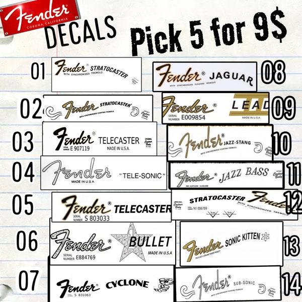 Fender guitar decal - Etsy France