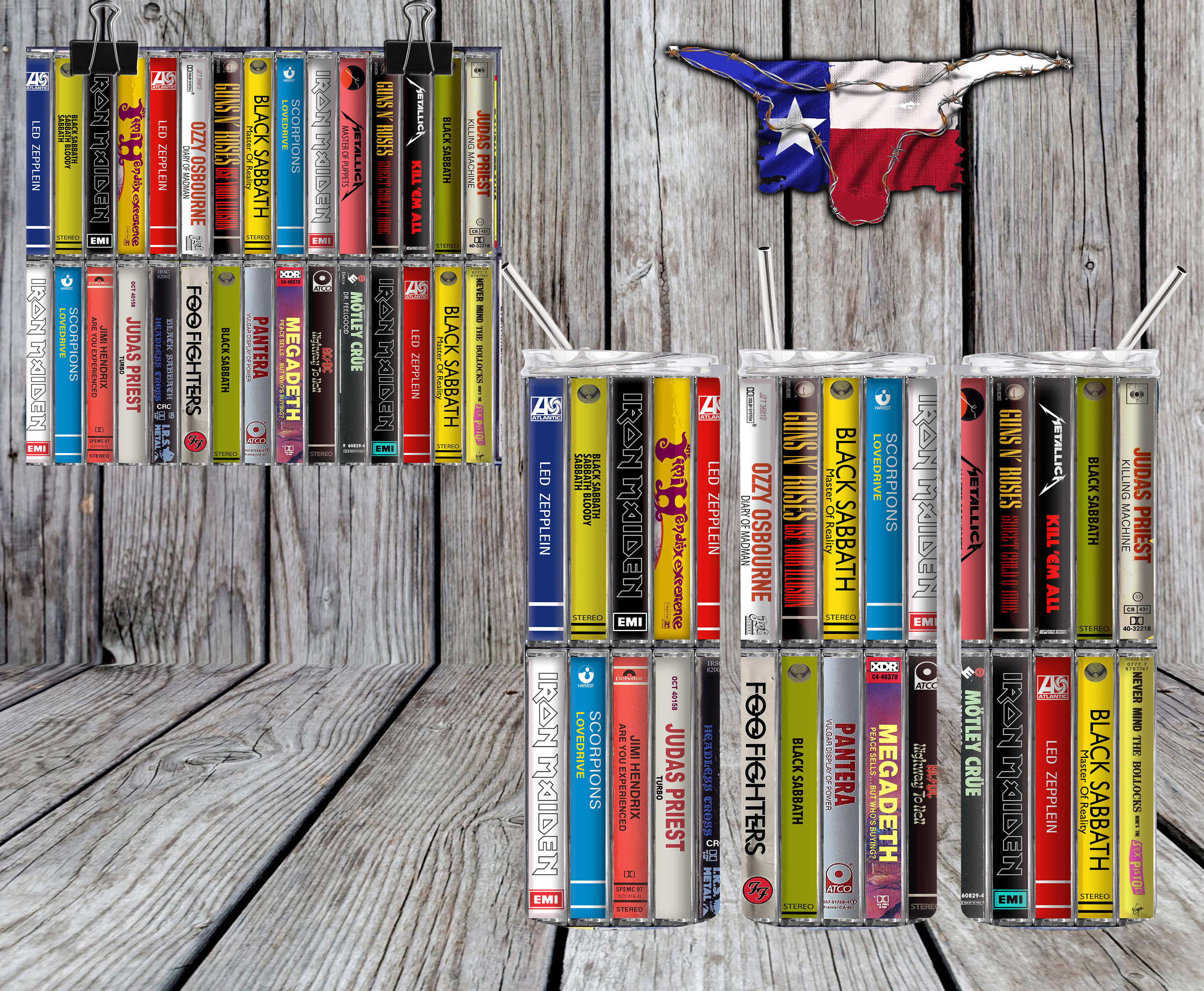 Classic Rock Retro Cassettes Throwback Rock and Roll Tumbler Wrap PNG ...