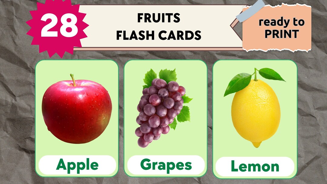 FRUITS Real PICTURES FLASHCARDS High Quality, Printable and Memory Game ...