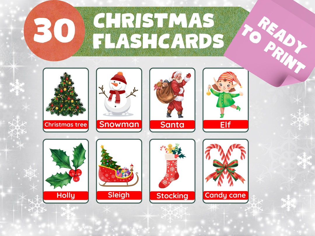 30 CHRISTMAS FLASHCARDS, Winter Flashcards, INSTANT Download ...