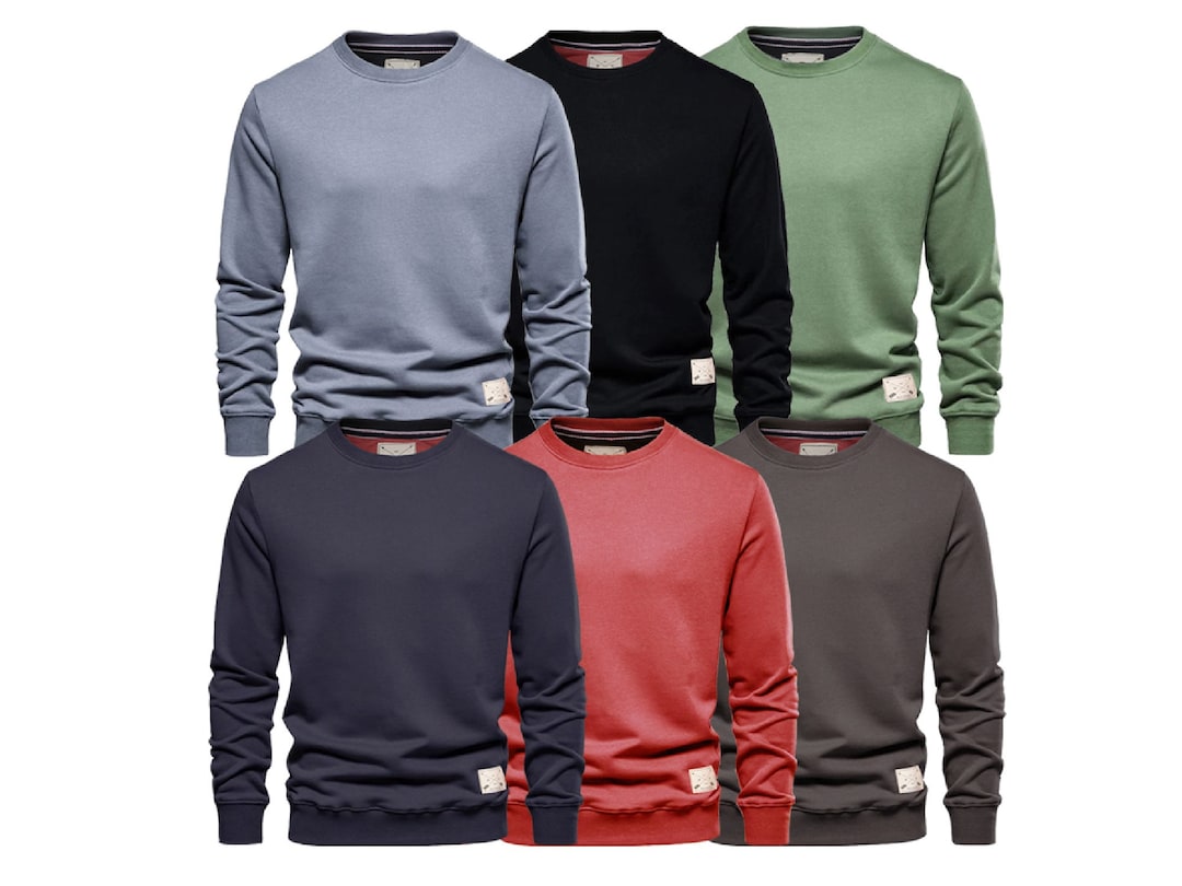 Mens Jumper Premium Branded Crew Neck Cotton Sweater Pullover ...