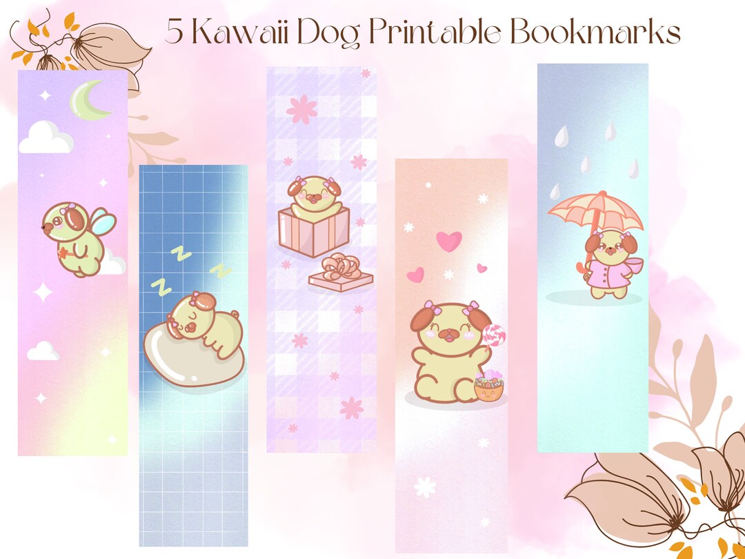 Cute Dog Printable Bookmark | Bookmark Set | Kawaii Bookmark | Cute ...