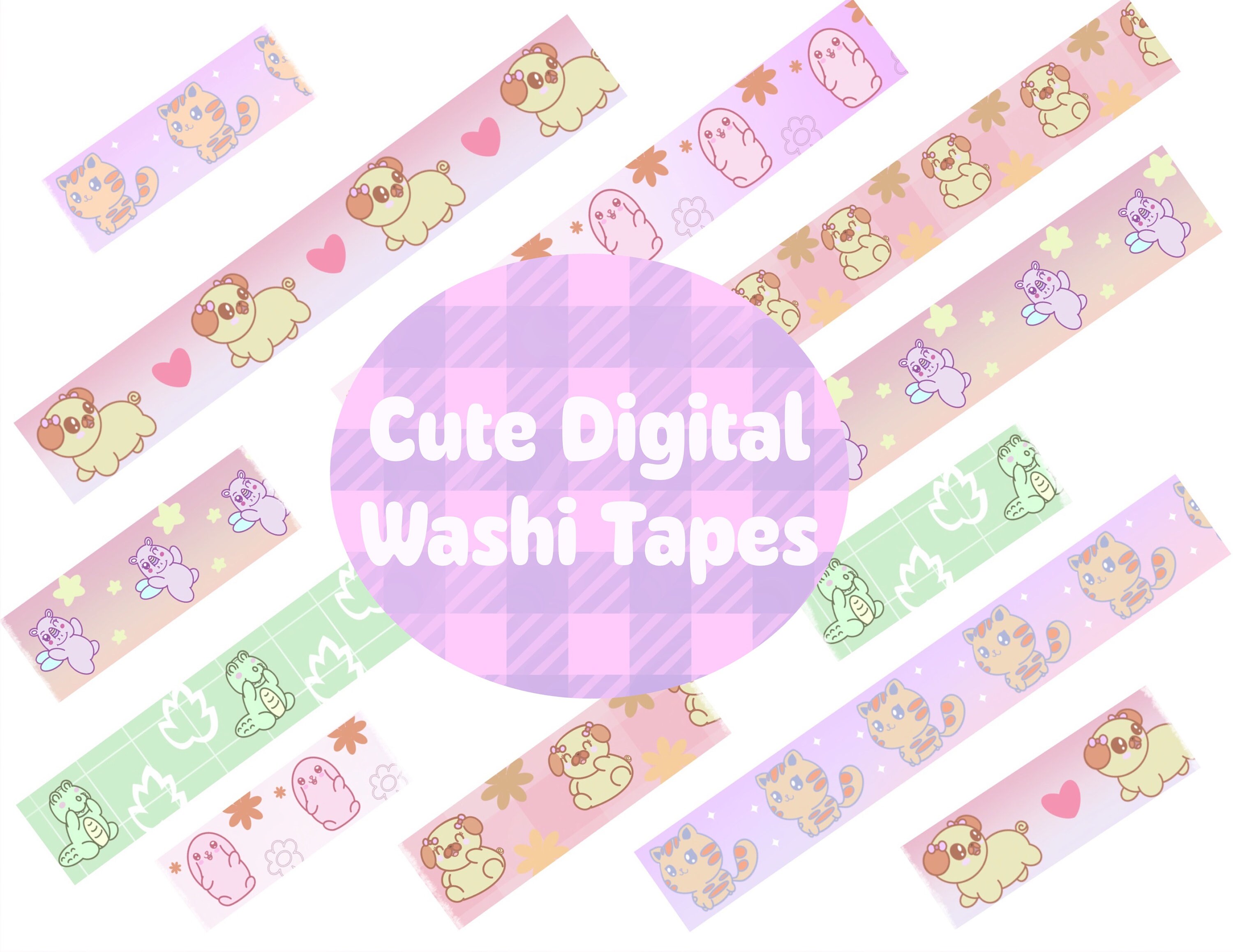Kawaii Washi Tapes for Goodnote | Washi Tape Set | Washi Tape Cute ...