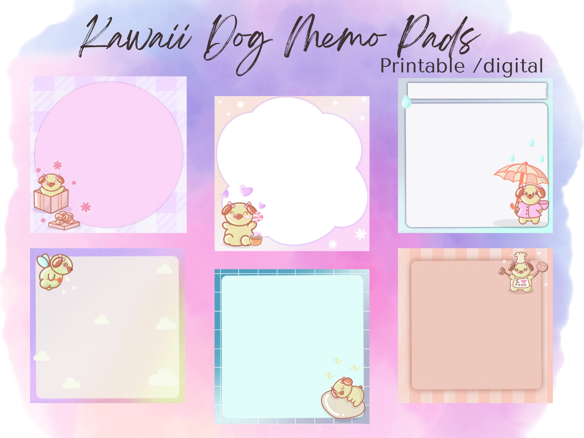 Kawaii Memo Pads for Goodnotes | Dog Themed Notepads | Digital Planner ...