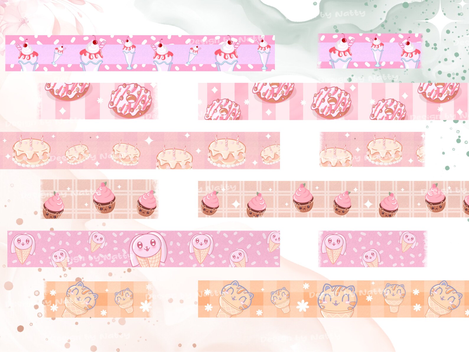 Kawaii Washi Tape for Digital Planner Sweet Dessert Washi Tape Set ...