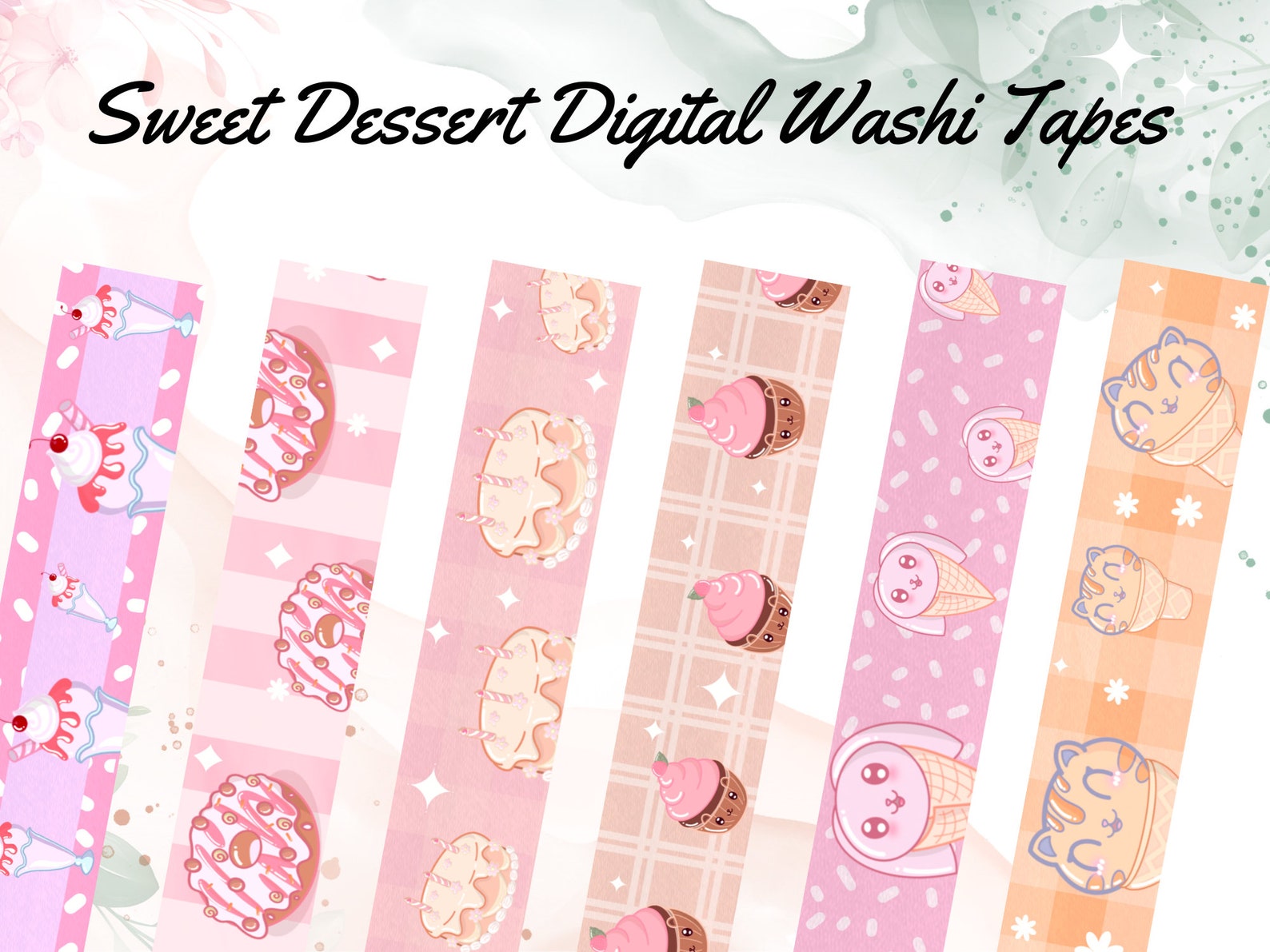 Kawaii Washi Tape for Digital Planner | Sweet Dessert Washi Tape Set ...