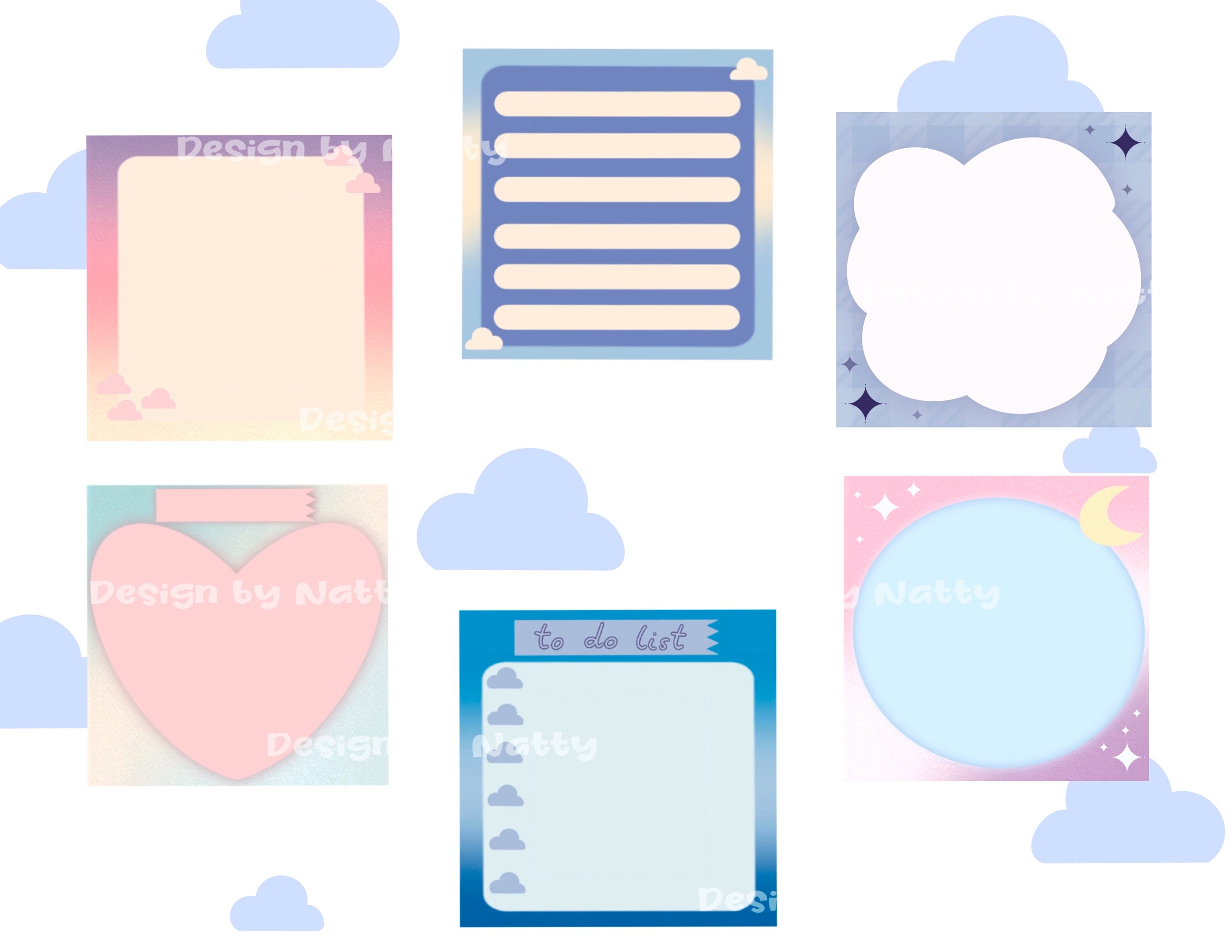Sweet Sky Theme Digital Memo Pads for Using With Goodnote | Kawaii Memo ...