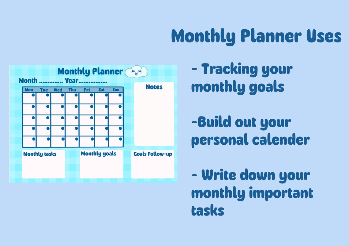 Sky Blue Printable Planner | Productivity Planner | Undated Weekly ...
