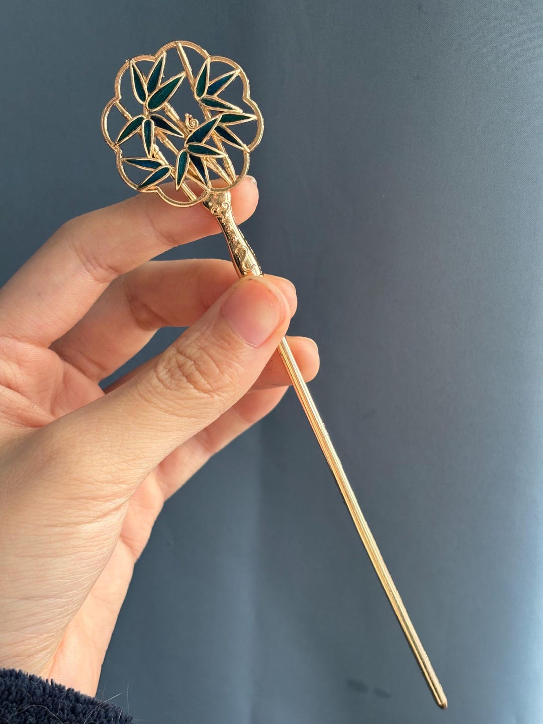 D15 Handmade Peacock Feather Diancui Bamboo Hairpin With Detachable ...