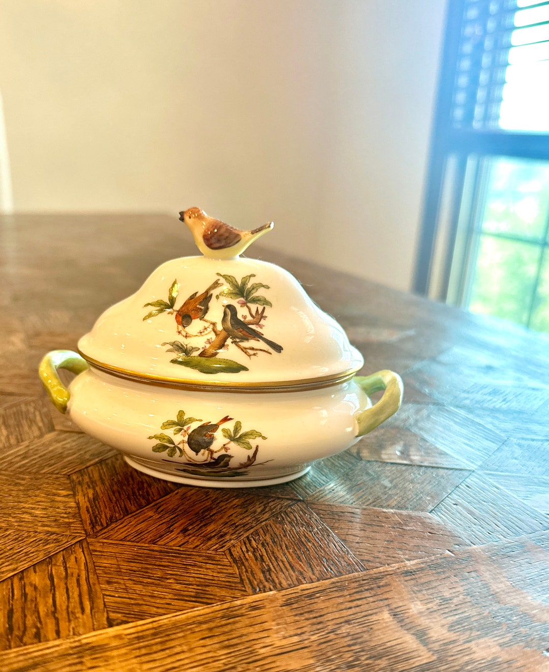 Herend Rothschild Bird Mini-tureen With Bird Finial 6017 Pristine ...