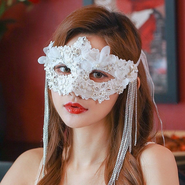 White Masquerade Mask - Etsy