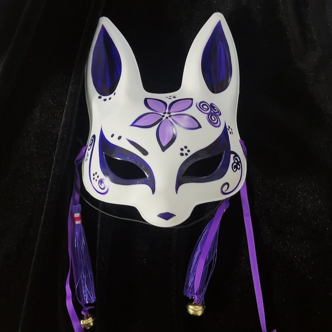 Japanese Rabbit Mask, Purple Masquerade Mask, Rabbit Mask, Animal Mask ...
