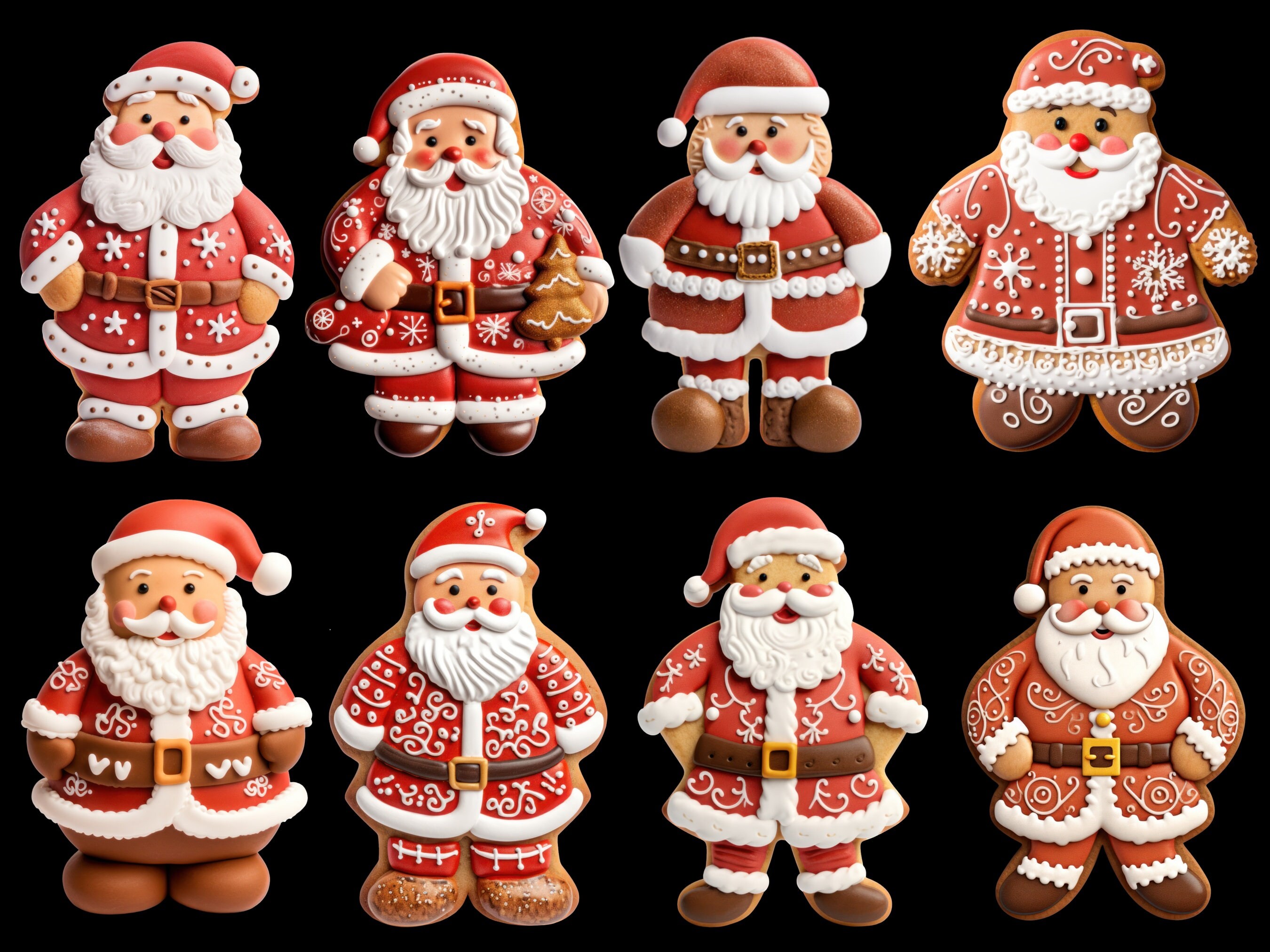 Gingerbread Man Santa Claus Png Bundle, Cristmas Clipart, Santa Png ...