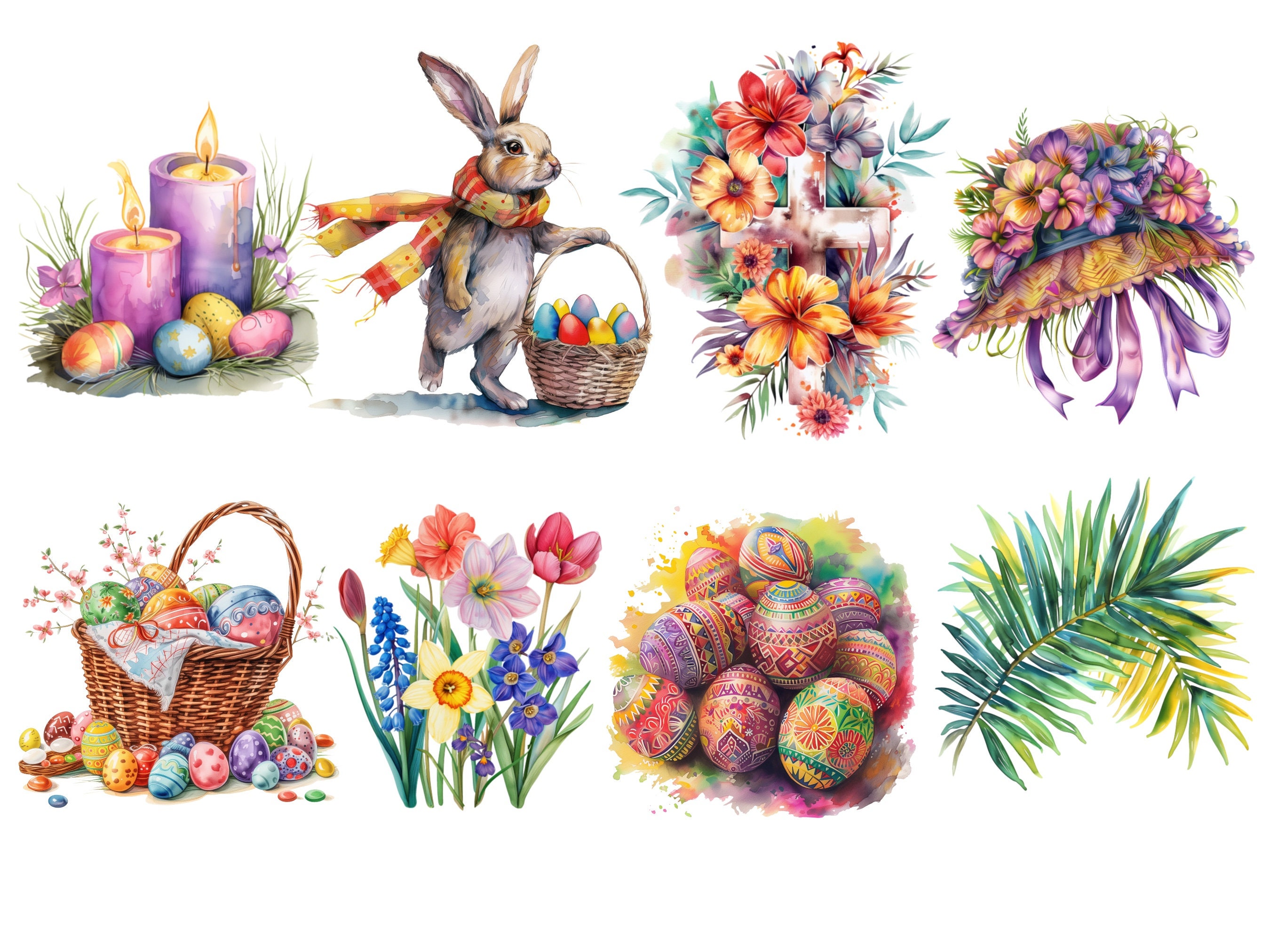 Christian Easter PNG Bundle, Watercolor Easter Clipart, Spring Clipart ...