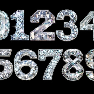 Diamond Numbers PNG Bundle, Crystal Number Figure Clipart, Digital ...