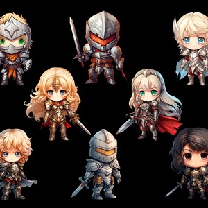 Chibi Knight PNG Bundle, Anime Knights Png, Manga Knight Clipart, Anime ...