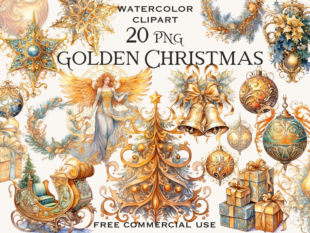 Golden Christmas Clipart, Gold Christmas Tree Ornament Png, Winter ...