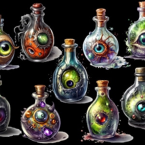 Evil Eye Potion Clipart, Witchcraft Looking Potions Bottles, Halloween ...