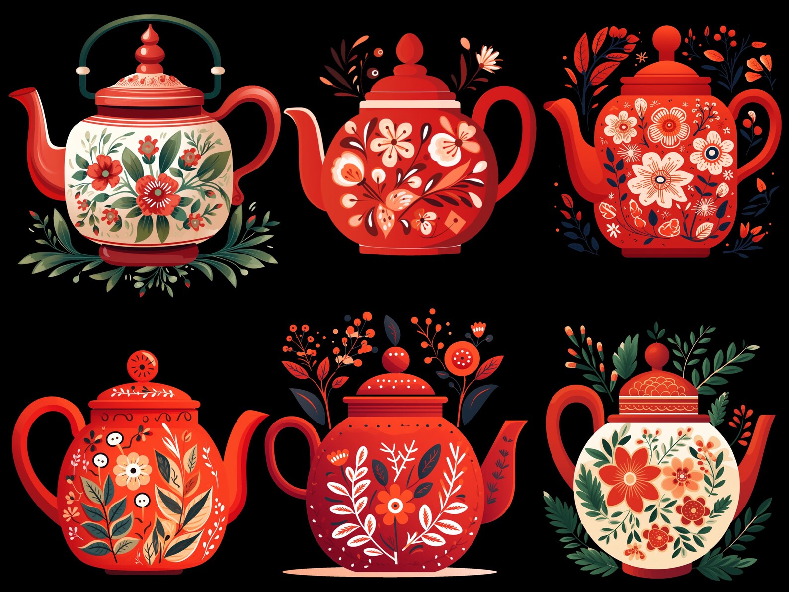 Red Teapot PNG Bundle, Teapot Clipart, Tea Kettle Png, Tea Time ...