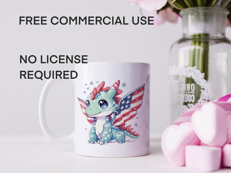 American Dragon PNG Bundle, American Flag Baby Dragon Clipart, Cute ...