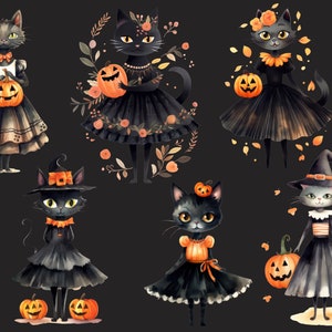 Halloween Kitten Png Bundle, Spooky Cat Lover Clipart, Fall Cats ...