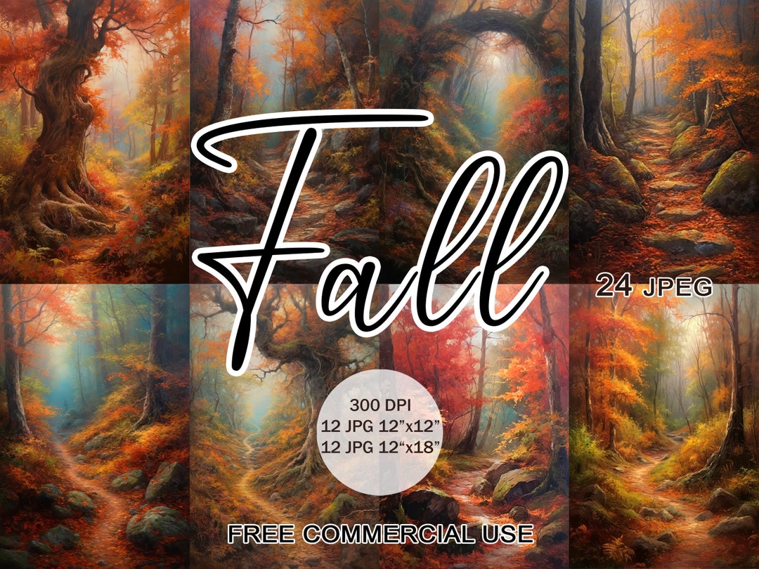 Fall Clipart, Autumn Forest Landscape Colorfull Images Bundle, for ...