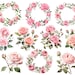 Pink Roses PNG Bundle, Watercolor Flowers Clipart, Floral Wreath Png ...