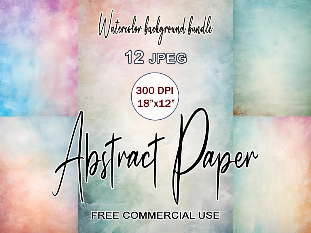 Abstract Watercolor Background Bundle, Digital Paper Pack, Shabby Chic ...