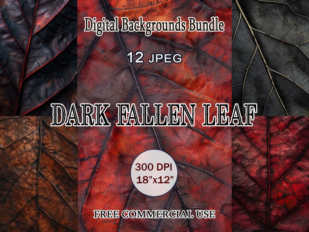 Dark Fall Leaves Textures Set, Fallen Autrumn Leaf Digital Paper Pack ...