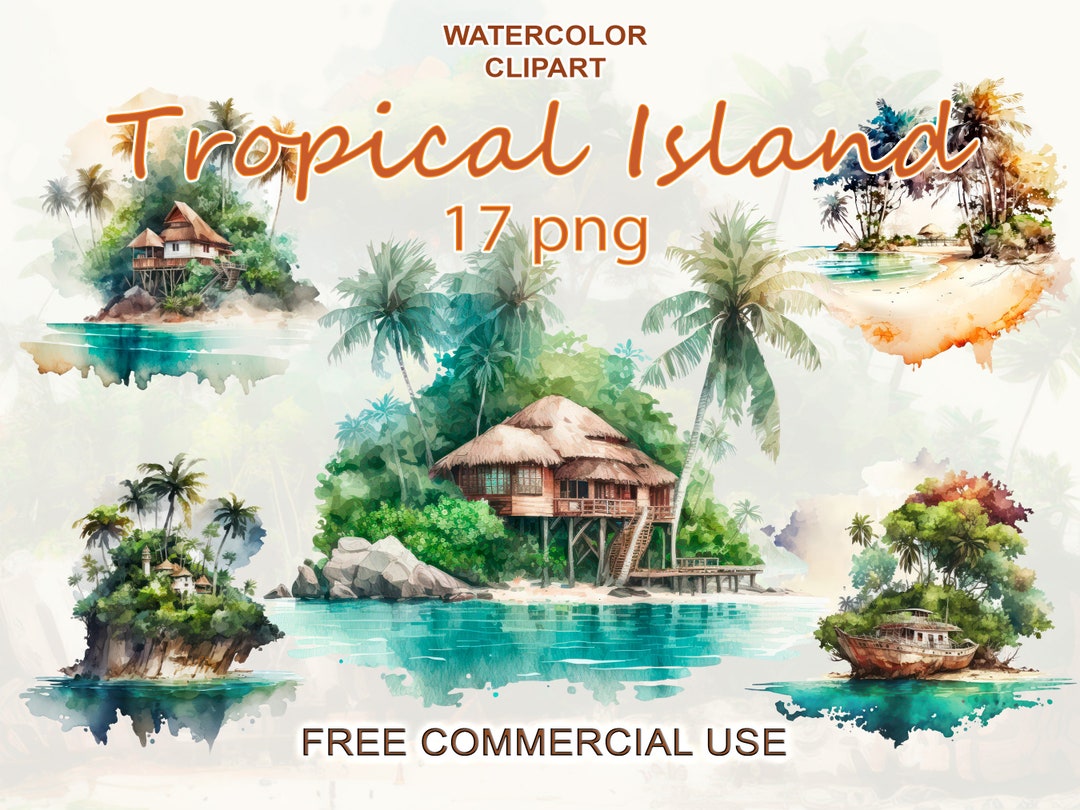 Tropical Island Clipart, Summer Vacation Png, Tropical Clipart ...