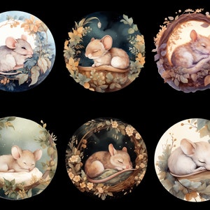 Sleeping Mouse PNG Bundle, Baby Animals Png, Mouse Watercolor Clipart ...