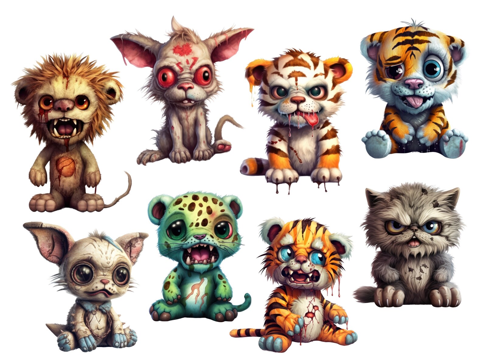 Zombie Wild Cat Toy Clipart, Funny Halloween Plush Wildcat Zombies Png ...