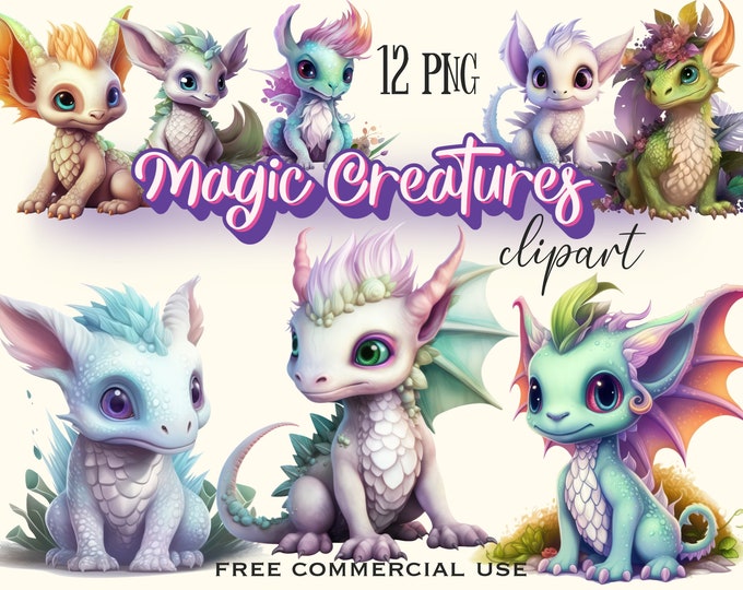 Magic Creatures Clipart, Fantasy Mythical Animal, Fairy Cute Beings ...